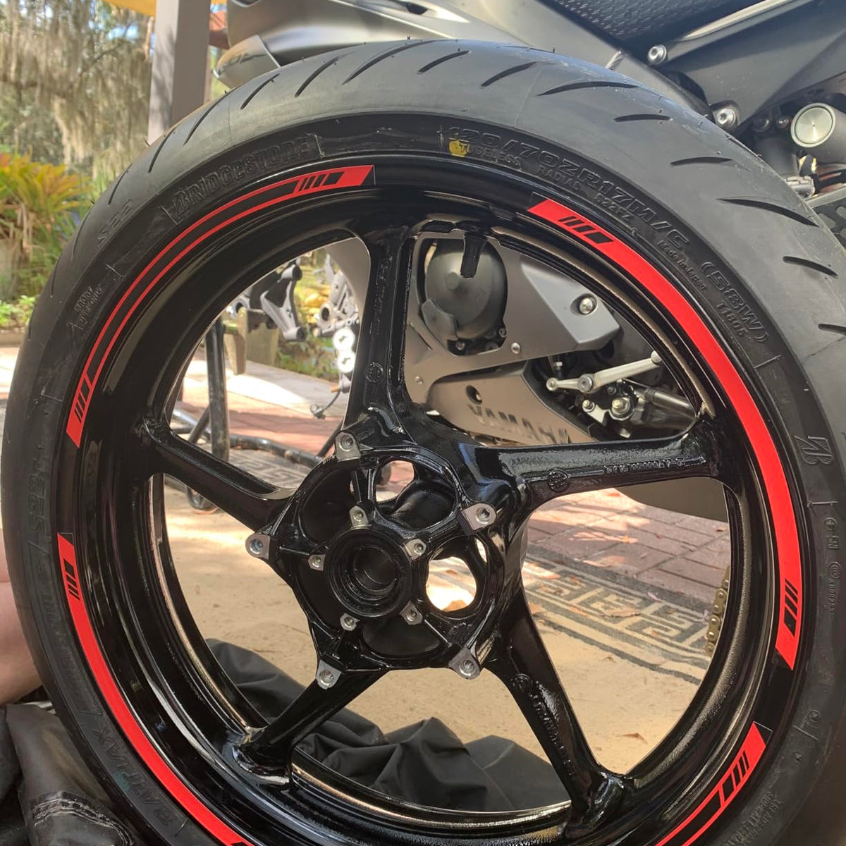 17 INCH RIM WHEEL STICKERS S03B EYEBROW STRIPES BLACK RIM SKIN DECAL T ...