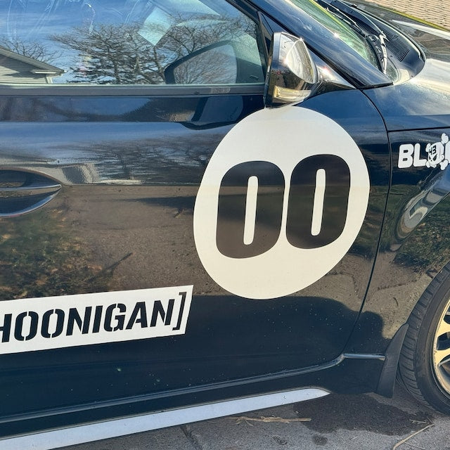 CUSTOM AUTOCROSS RACING NUMBERS STICKER VINYL DECAL 2 PIECES CIRCLE BL ...