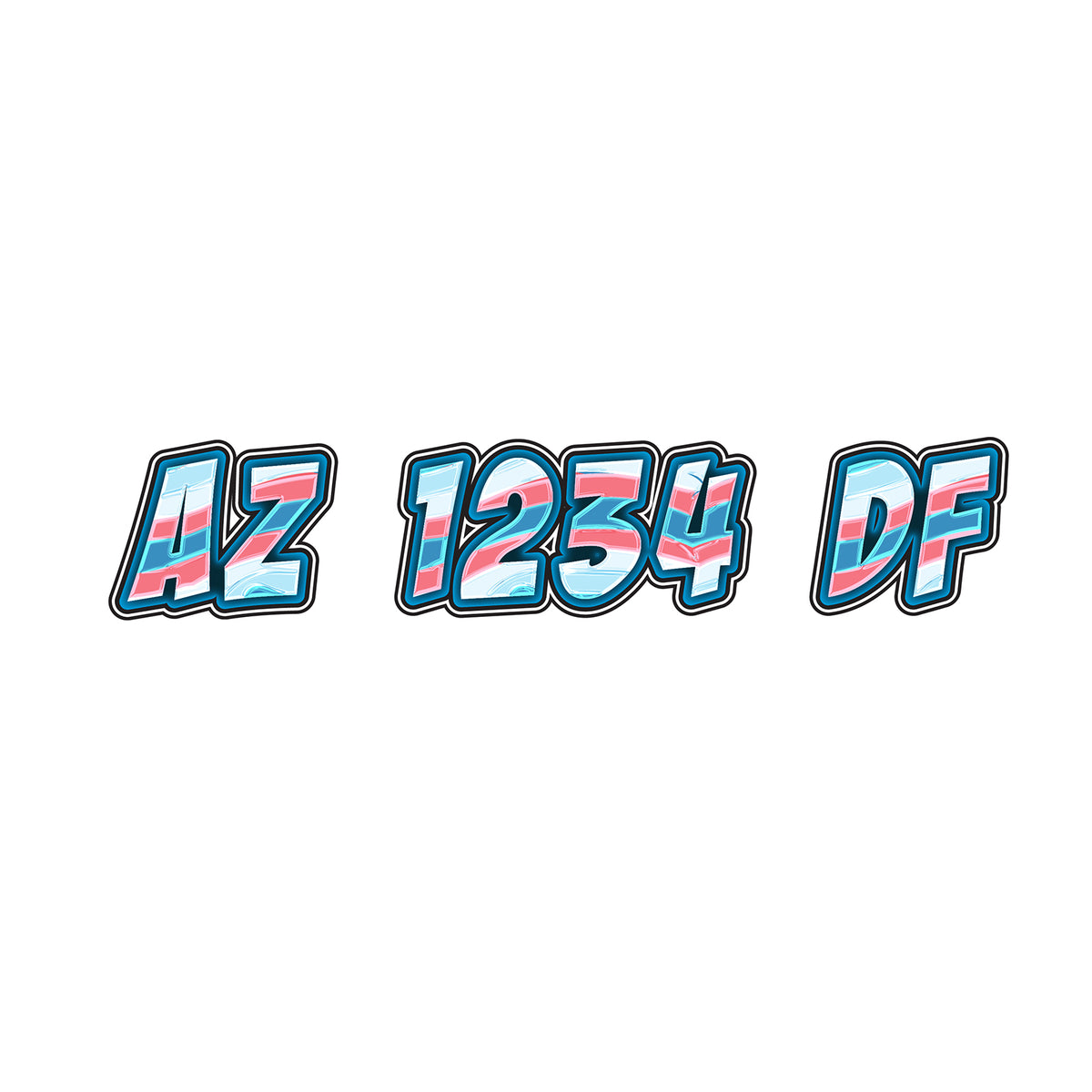 Custom Boat Registration Numbers Stickers Letter Decal 2pcs - 3D Blue ...