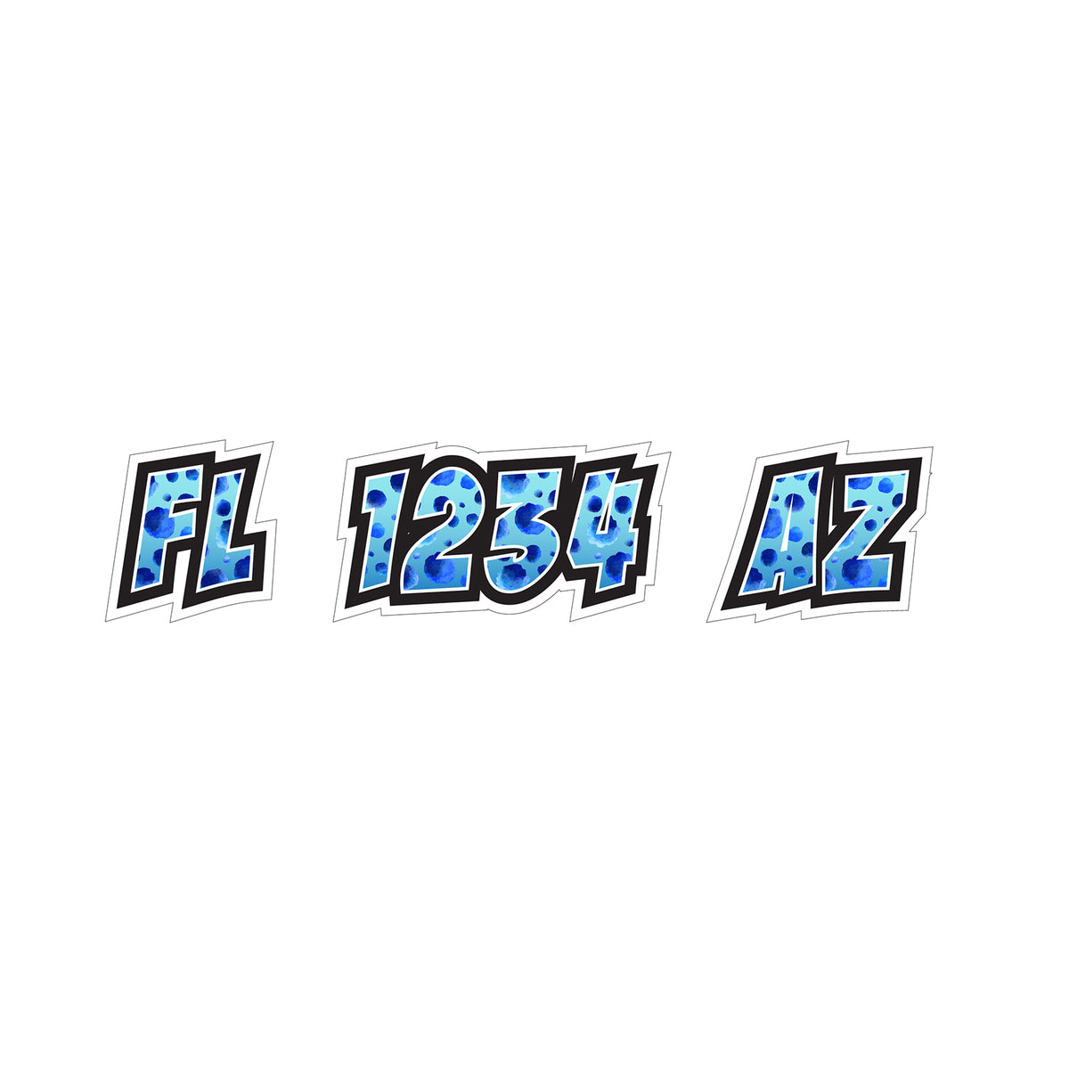 Custom Boat Registration Numbers Stickers Letter Decal 2pcs - Dot Blue ...