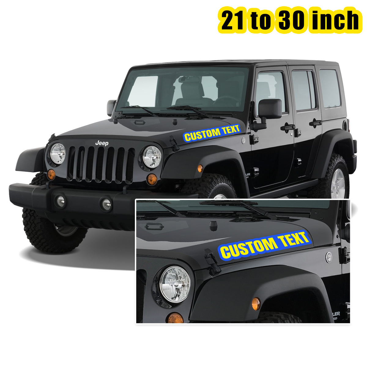 2 pcs 21-30 inch Custom Jeep Wrangler Hood Decal | Jeep Wrangler ...