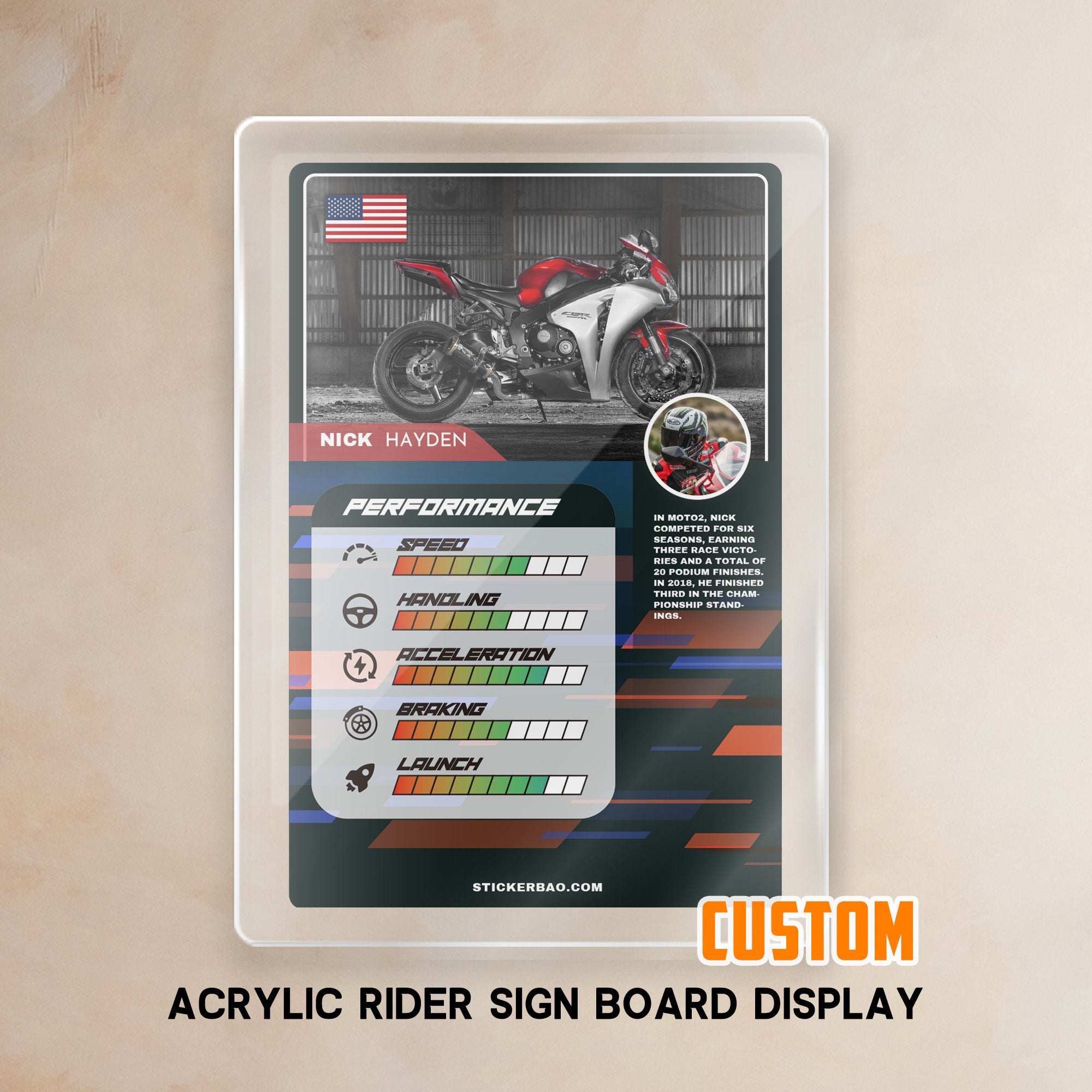 Motorcycle Race Rider Display Decorative Sign Board | StickerBao Wheel ...