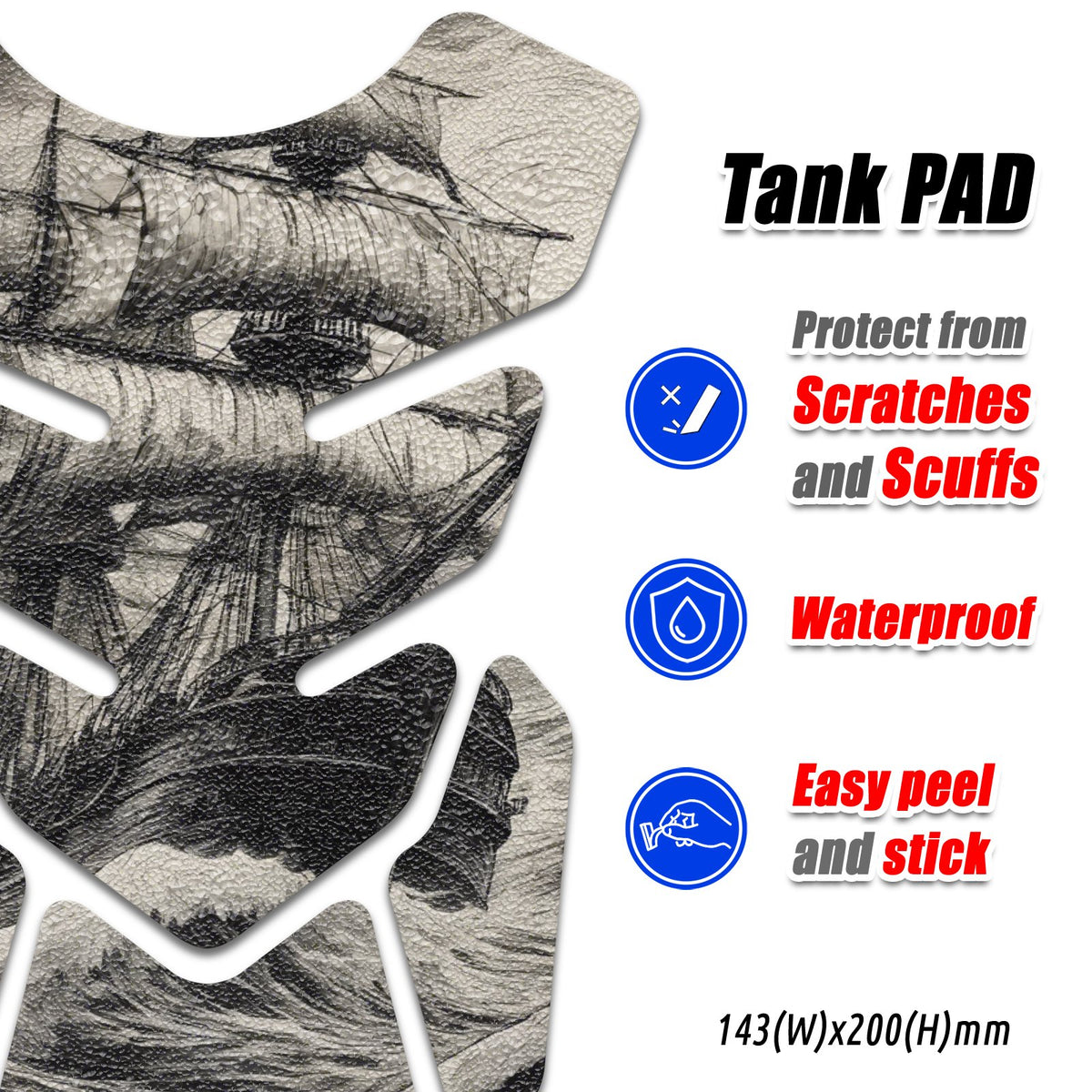 Motorcycle Tank Protectors Gas Tank Pad Shield Anti Slip Pattern Japan ...