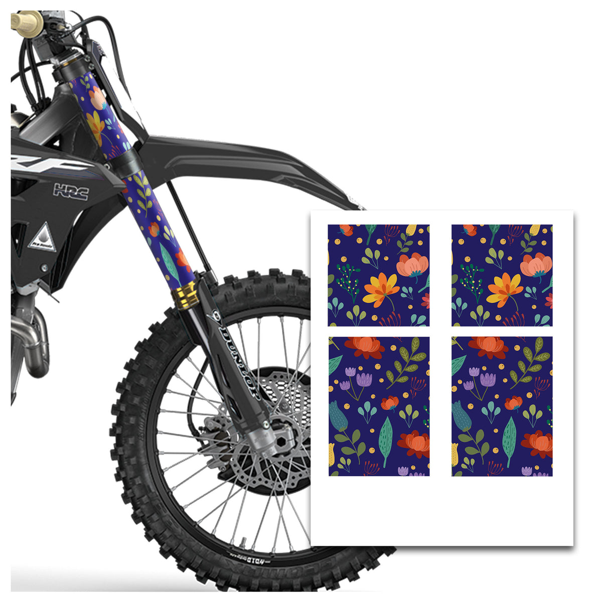 MX Drit Bike Front Fork Wrap Sticker Protection TT13 Flower ...